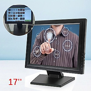 17 Inch LCD Touch Screen Monitor with Multi-Position POS Stand, USB VGA VOD HDMI Monitor Touchscreen POS 300 Cd/M2 1280x1024 High Res for POS/PC, Retail, Restaurant (17 Inch with speaker & HDMI)