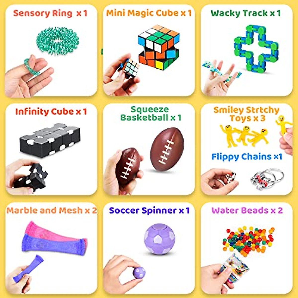 (63 Pcs) Fidget Toys Pack, Party Favors Carnival Treasure Classroom Prizes Small Mini Bulk Sensory Figit Toys Set for Boys Girls Kids Adults, Stress Relief & Anxiety Relief Tools Autistic ADHD Toys