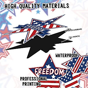 Whaline 24Pcs Patriotic Refrigerator Magnets 4th of July Stars Fireworks Refrigerator Magnetic Stickers Stars and Stripes Magnetic Decals for Independence Day Fridge Metal Door Cabinets Mailbox Decor