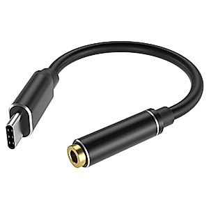 Yinker USB C to 3.5mm Female Headphone Jack Adapter【1 Pack】,Type C to Aux Audio Dongle Cable Cord