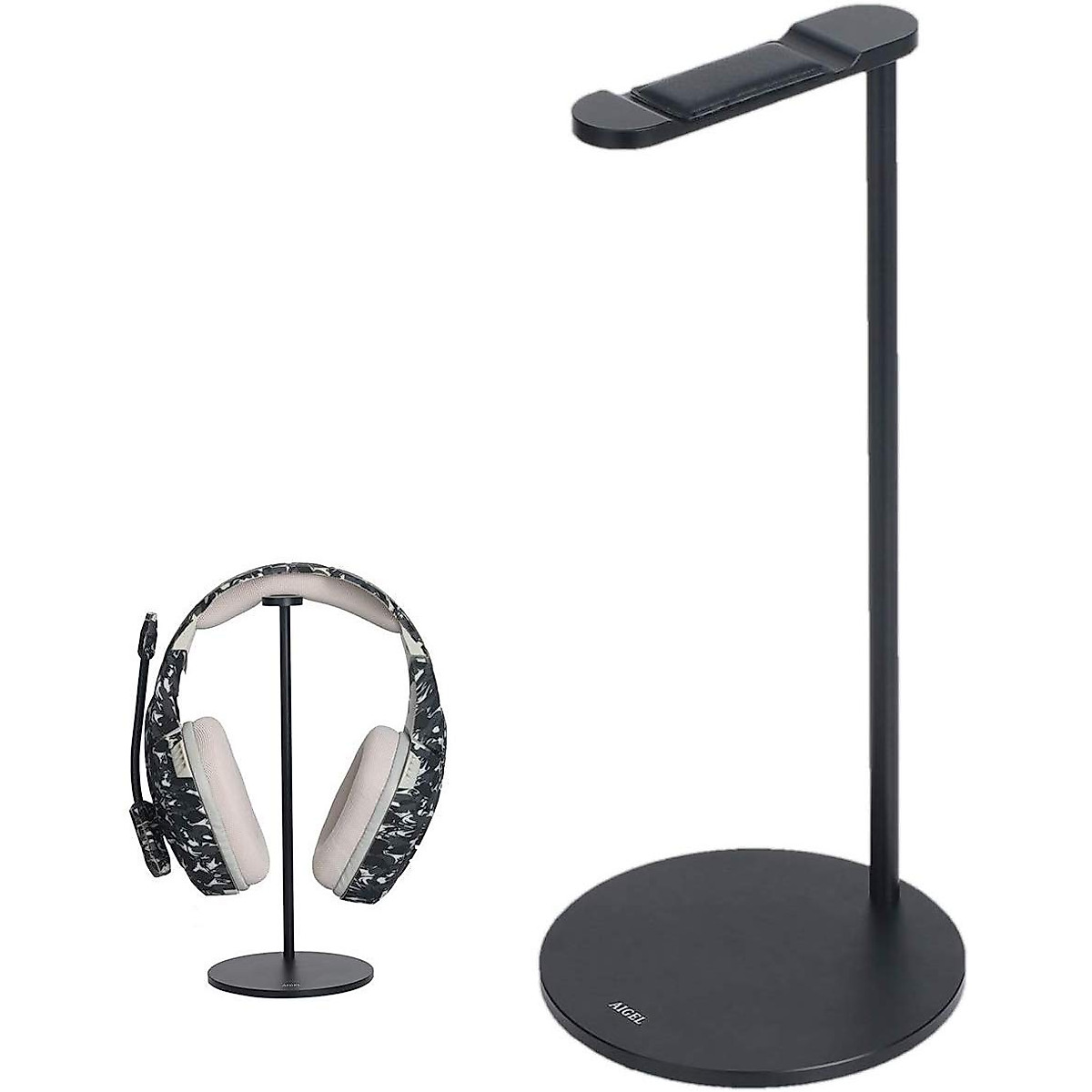 AIGEL Headphones Stand Sturdy Gaming Headset Holder Desk Headset Rest Hanger Headset Stand with Premium Aluminum Body for All Headphones Size Non Slip Base Black