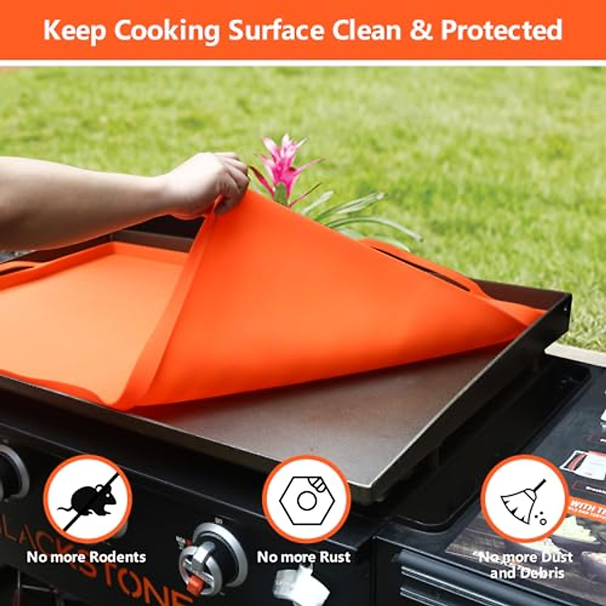 Silicone Mat Cover for Blackstone Griddle 22 Inch, 22" Griddle Mat All Season Cooking Surface Protective Cover Heavy Duty Reusable Food Grade Silicone Mats for Blackstone Grill Flat Top