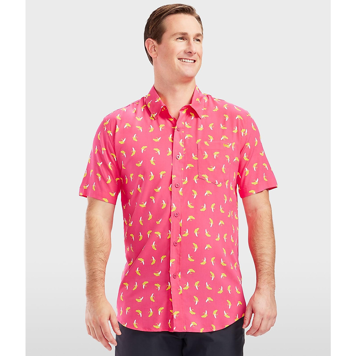 Tipsy Elves Men's Vacation Pink Banana Hawaiian Shirt Size XX-Large