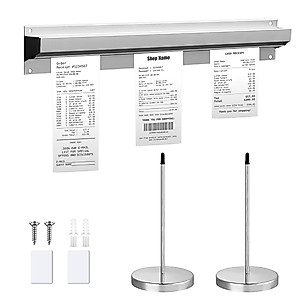 YHNTGB 16 Inch Desk Receipt Holder Aluminum Slide Check Rack Bill Orders Ticket Holder Tab Aluminium Display Rail for Kitchen Restaurant Office Cafes Bar Pubs Note Organizer small business