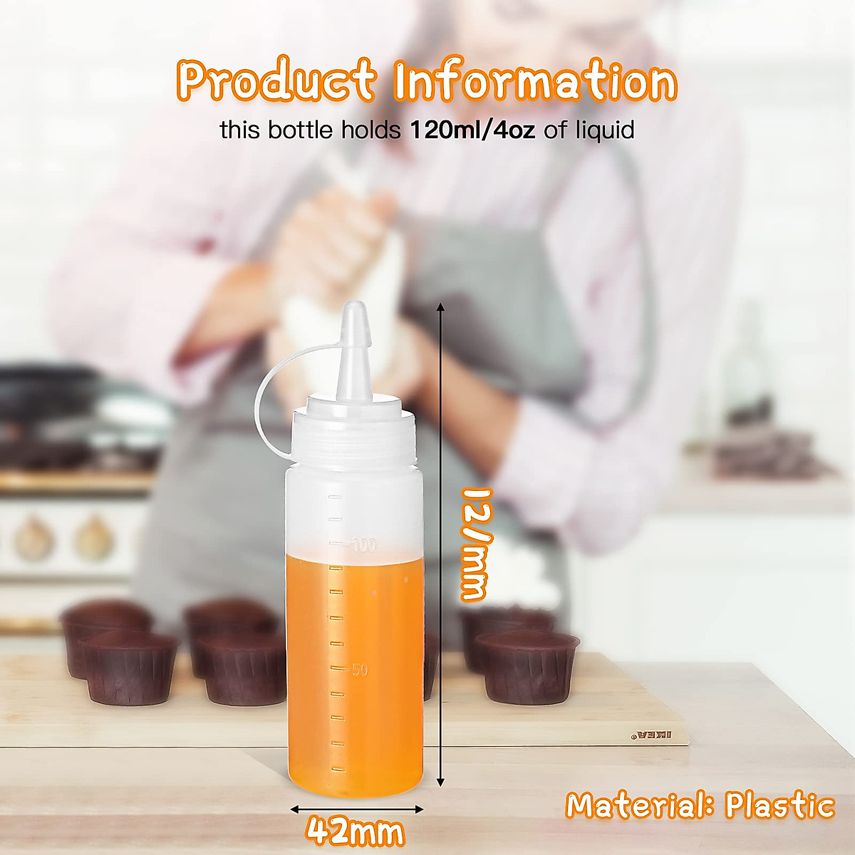 60 Pieces 4 oz Plastic Condiment Squeeze Bottles Small Squirt Bottles for Cooking with Twist on Cap Lids Clear Ketchup Bottles Squeeze Oil Syrup Sauce Dispenser Container for Food Barbecue Crafts