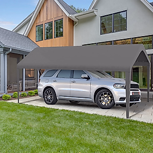 GOTRUTH Canopy Replacement Cover, Carport Replacement Canopy, 800D Oxford Waterproof & UV Protected Tarp with Ball Bungees (Frame is not Included) (Gray, 12x20)