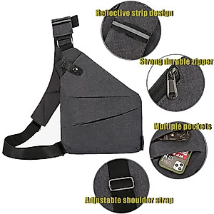 JIAFAGXU Unisex Personal Flex Bag, Fashion Anti-Thief Slim Sling Bag,Waterproof Multipurpose Crossbody Backpack for Outdoor (Black,Right Hand)