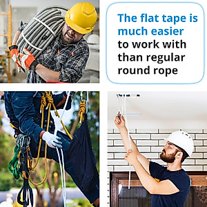 IDL Packaging 3/4" x 250' Mule Tape, 2400 lbs Break Strength, White - UV-, Moisture- & Abrasion Resistant Pull Tape - Heavy Duty Unmarked Woven Polyester Flat Rope for Pulling Wires, Camping, Home Use