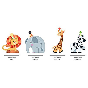 Jungle Party Animals - Paper Straw Decor - Safari Zoo Animal Birthday Party or Baby Shower Striped Decorative Straws - Set of 24