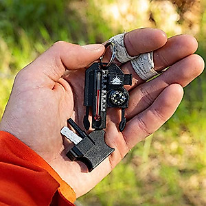Sun Company Outsider - 4-in-1 Survival Multi-Tool | Compass, Thermometer, Whistle, and Fire Starter in a Compact Zipper Pull | EDC Outdoor Firestarter for Camping, Bushcraft, or Survival Situations