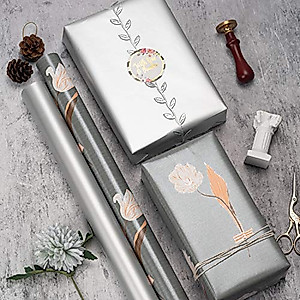 MAYPLUSS Wrapping Paper Roll - Mini Roll - 17 inch X 120 inch Per roll - 3 Different Silver Design (42.3 sq.ft.ttl)