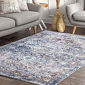 nuLOOM Lilah Vintage Medallion Area Rug, 9x12, Light Blue