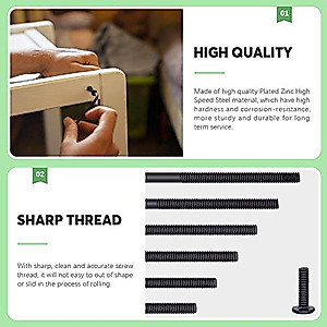 Keadic 85Pcs M6 20/30/40/50/60/70/80mm Baby Bed Screws Hardware Replacement Kit, Hex Socket Head Cap Screws Nuts for Furniture Cots Beds Crib, 1 Hex Key for Free - Black High Speed Steel