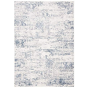 SAFAVIEH Amelia Collection 6' x 9' Ivory/Blue ALA700A Modern Abstract Non-Shedding Living Room Bedroom Dining Home Office Area Rug