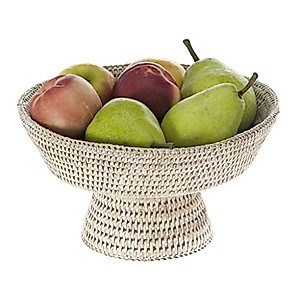 KOUBOO La Jolla Rattan Fruit Bowl, 10.5 inches x 10.5 inches x 6 inches, White Wash