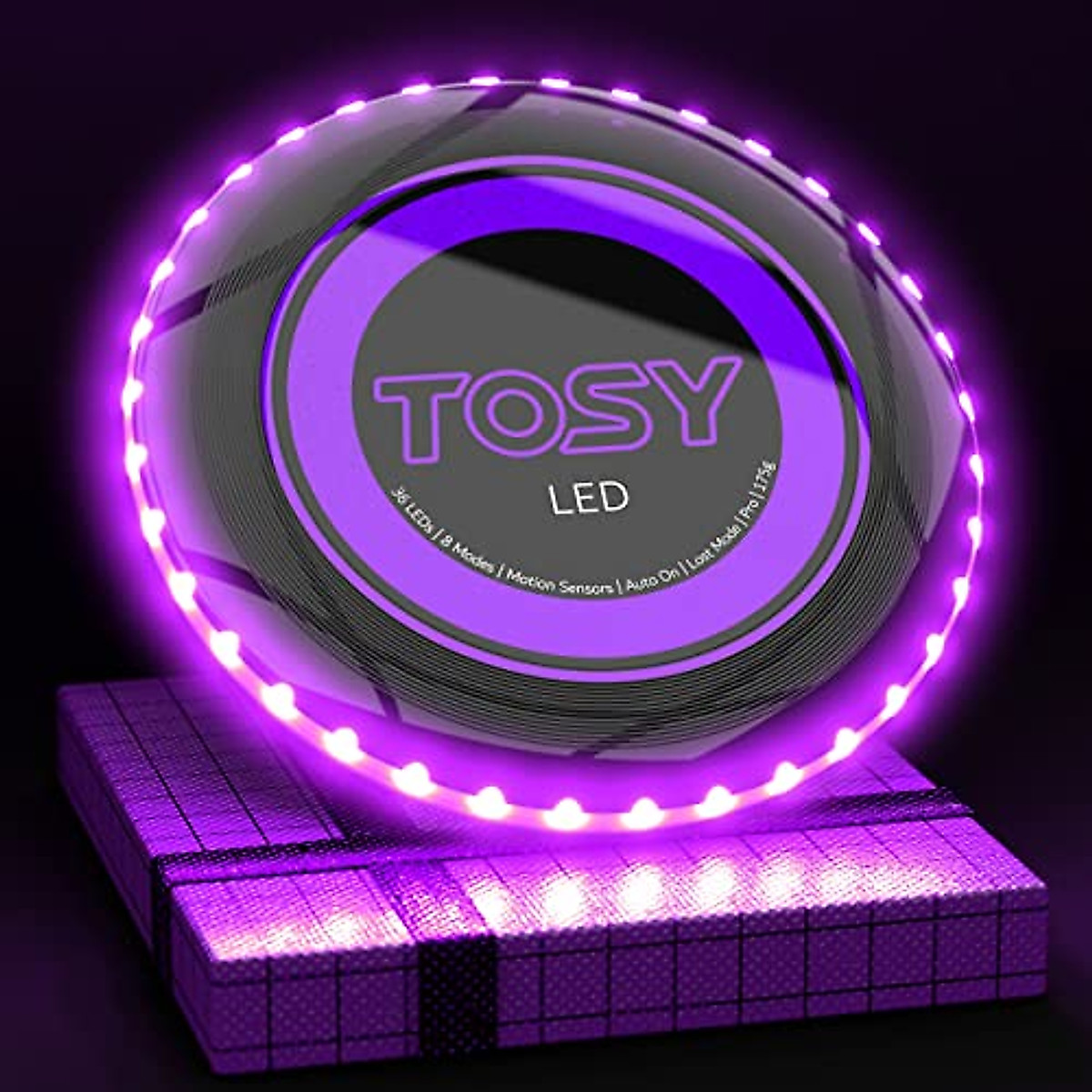 TOSY 36 and 360 LEDs Flying Disc - Extremely Bright, Smart Modes, Auto Light Up, Rechargeable, Perfect Birthday & Outdoor Camping Gift, Easter Basket Stuffers for Men/Boys/Teens/Kids, 175g frisbees