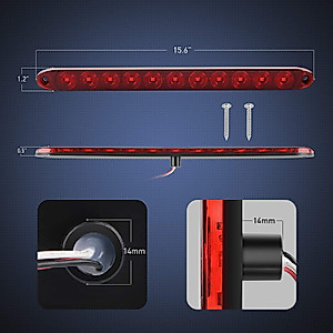 Nilight 2PCS 16Inch 11 LED Red Trailer Light Bar for Park Stop Turn signals Tail Brake Light DOT Compliant IP65 Waterproof Truck Trailer Marker ID Bar, 2 Years Warranty