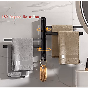 Swivel Towel Bar with 4 Arms Towel Rail Rack Holder Organizer Rod Pole Hanger Wall Mounted 180 Degree Rotation for Bathroom Kitchen Bath¡­