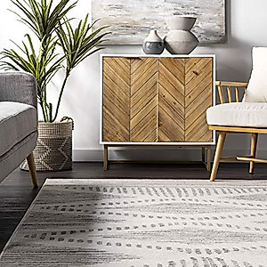 nuLOOM Briggs Tribal Striped Area Rug, 9x12, Light Grey