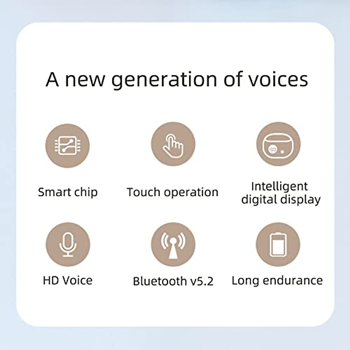 Bluetooth 5.2 Earphones,Wireless Earbuds with Wireless Charging Case,with Earhooks Headset Built-in Mic for Sport,Clear Calls,Work,Music