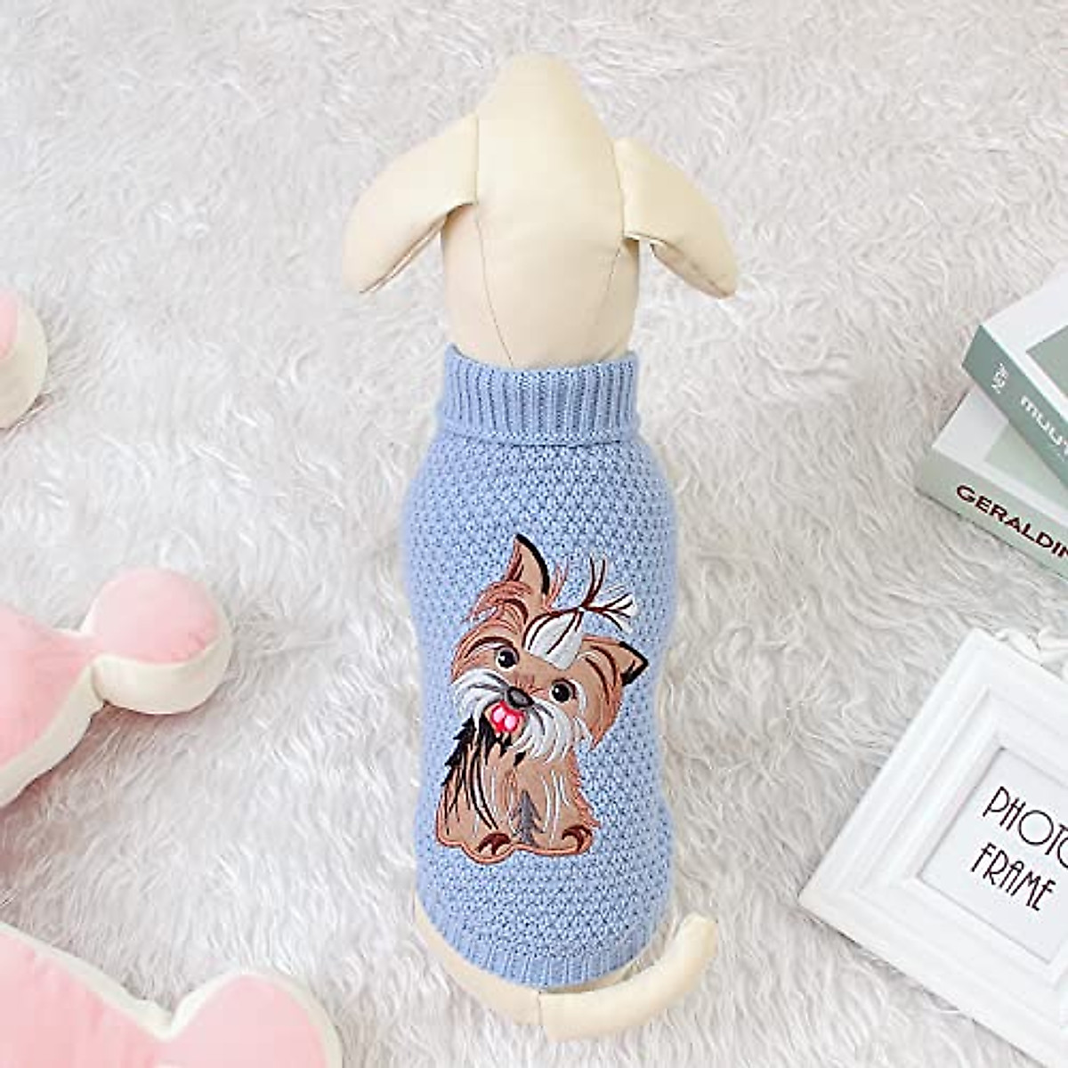 Neiwech Small Dogs Knitted Sweaters Medium Cats Soft Sweatshirts Pet Puppy Warm Winter Clothes Light Orchid Blue XL 82w590