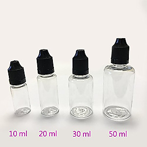 Magik 10~50 ML PET Dropper Bottles Squeezable Clear Eye Liquid Oil Empty Tip Cap Plastic Ejuice Childproof Filling Lot Sale (50 ml, Black, 20 Pack)
