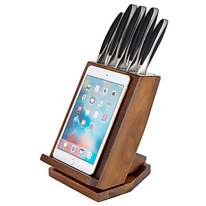 Ozeri 6-Piece Japanese Stainless Steel Knife Block Set with Rotating Knife Block and Tablet Holder