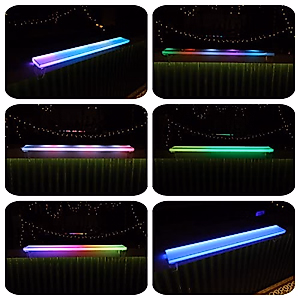 Cimcame Led Lighted Liquor Bottle Display Shelf Set of 2 with Remote&APP Control 32 Inch Floating Wall-Mounted Illuminated Marquee Lighting Shelves for Home Commercial Bar