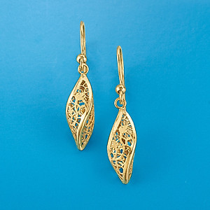 Ross-Simons Italian 14kt Yellow Gold Twisted Lace Drop Earrings
