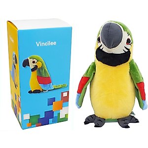 Vincilee Talking Parrot Repeat What You Say Mimicry Pet Toy Plush Interactive Toys Buddy Parrot for Children Gift,4.3 x 8.7inches(Green)