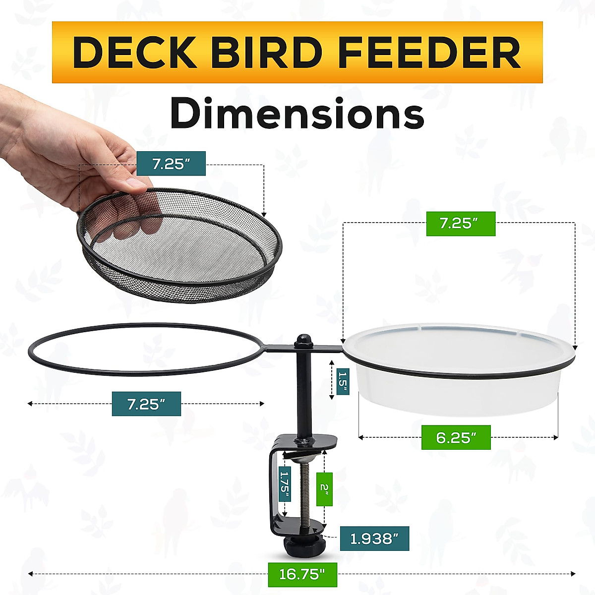 Bird Feeders for Outdoors - Forest & Twelfth Platform Bird Feeder Stand, Weather Proof Bird Water Feeder for Balcony Railing, 360° Rotation Standing Bird Feeder with Seed & Water Trays and Feed Scoop