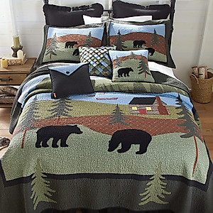 Donna Sharp Full/Queen Bedding Set - 3 Piece - Bear Lake Cotton Lodge Quilt Set with Full/Queen Quilt and Two Standard Pillow Shams - Fits Queen Size and Full Size Beds - Machine Washable