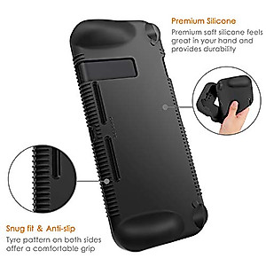 FINTIE Silicone Case Compatible with Nintendo Switch - Soft [Anti-Slip] [Shock Proof] Protective Cover with Ergonomic Grip Design, Drop Protection Grip Case (Black)