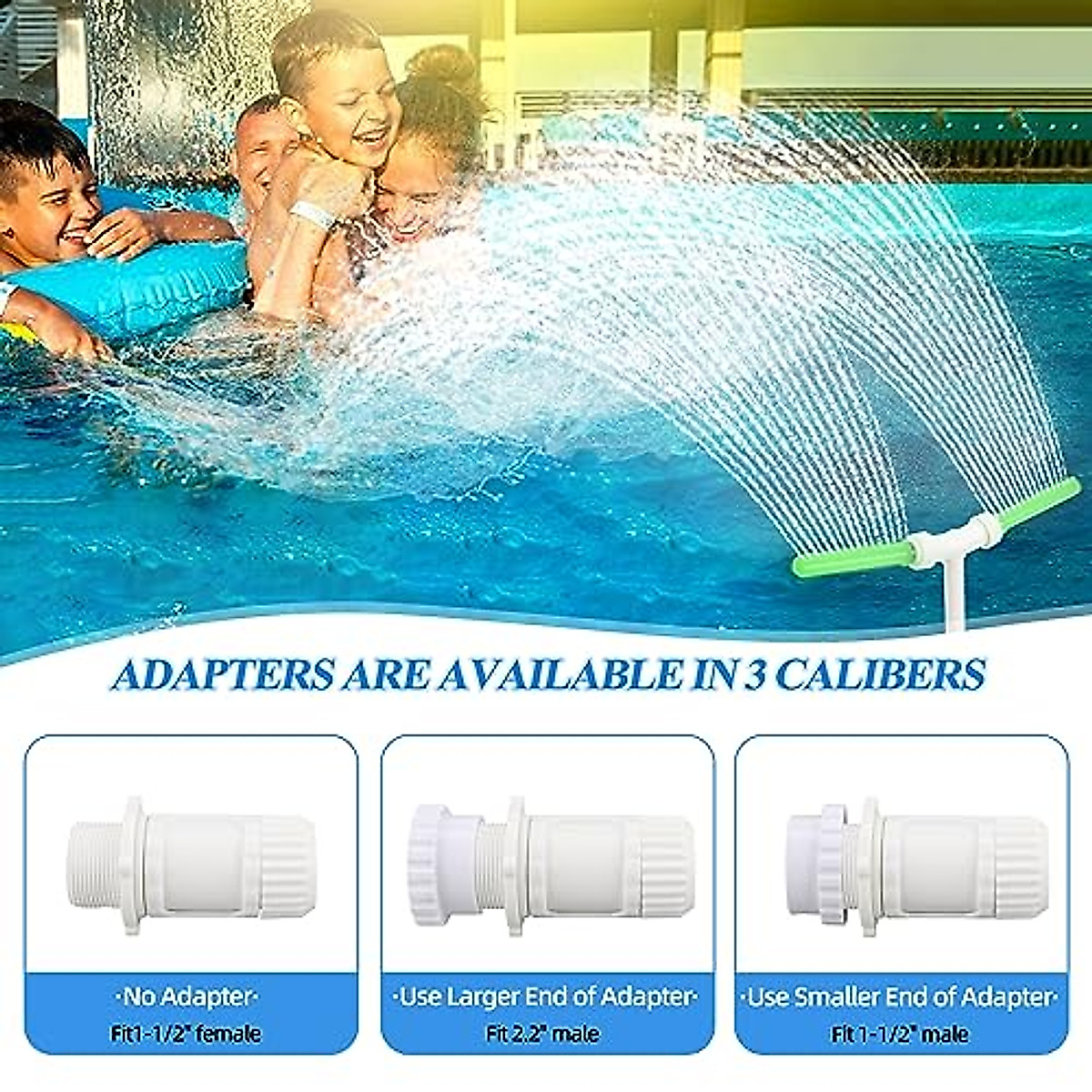 Opwulo Pool Fountain - Dual Spray Water Fountains for Above Ground/Inground Pools,2-in-1 Adjustable Waterfall Swimming - Pool Accessories,Outdoor Pool Sprinkler Fountain Cooler