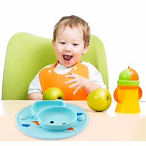 Baby Silicone Plate, Toddler Suction Plates Mini Plate Placemat for Kids and Infants Self Feeding, BPA Free, Microwave & Dishwasher Safe