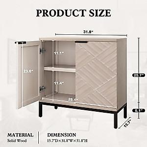 HLR Wood Accent Cabinet with 2 Doors, Farmhouse Credenza Sideboard Storage Cabinet Buffet with Metal Legs for Dining Living Room,Entryway,Hallway & Office