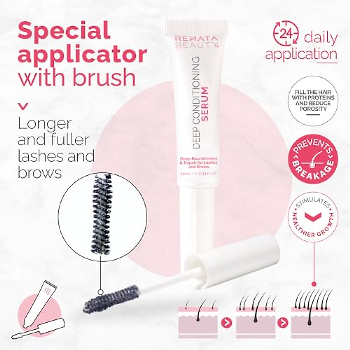 RB RENATA BEAUTY Lash and Brow Conditioner Serum – Regenerating & Repairing Serum – Deep Conditioning Eyebrow & Eyelash Serum for post-Lamination and Lash Lift Aftercare – Lash and Brow Daily Care