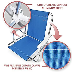 Beachland Aluminum Folding Sand Chair with Armrests - 1 Position - Lightweight Beach Chair - Small and Portable (2, Blue-Mint)