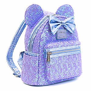 Loungefly Disney Mini Backpack, Minnie Mouse Celebration Iridescent Sequin, Disney Celebration