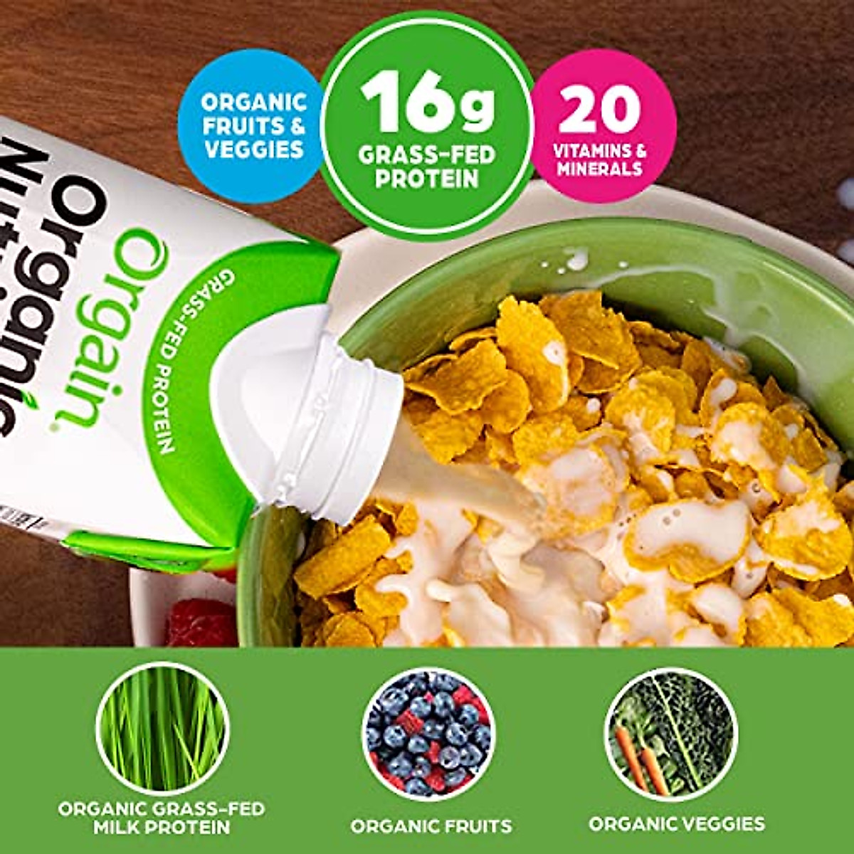 Orgain Organic Nutritional Shake, Vanilla Bean - Meal Replacement, 16g Grass Fed Whey Protein, 20 Vitamins & Minerals, Gluten Free, Soy Free, Kosher, Non-GMO, 11 Fl Oz (Pack of 12)