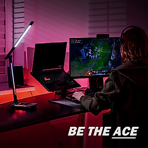Yeslamp LED Desk Lamp with 10W Wireless and 24W USB-C Fast Charging, Ace RGB Dynamic, Natural Spectrum Desk Light,6 RGB Lighting Modes/Music Rhythm, Perfect for Gaming Setup, Live Video, Study, Home