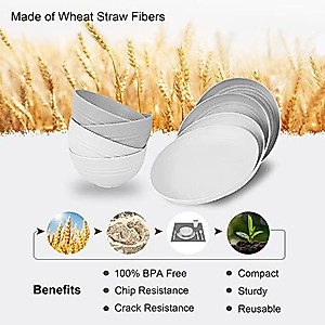 Wheat Straw Dinnerware Sets - Unbreakable Dinnerware Dishes Set for 4 (28-Pc) - Adult & Kids Plates and Bowls Sets - Plastic Plates Reusable, Cups, Cereal Bowls - Microwave Safe