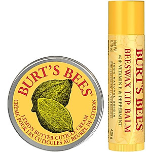Burt's Bees Stocking Stuffers, Spring Surprise Set, Original Beeswax Lip Balm and Lemon Butter Cuticle Cream, Natural Origin Lip Moisturizer With Responsibly Sourced Beeswax Christmas Gifts, 2 Count