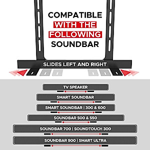 Universal Under TV Mount, Black, Compatible with Bose Smart Soundbar 300/500/550/600/700/900/Ultra, TV Speaker, Soundtouch 300 - Invisible Once Fitted, Fast & Easy Way to Mount Your Sound Bar