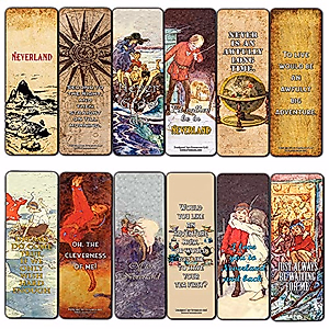 Creanoso Peter Pan Quotes Bookmarks (60-Pack) – Inspirational Premium Gift Bookmarker Card Collection for Bookworms, Bibliophiles, Men & Women, Adults – Cool Art Impressions Page Clipper