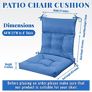 Sintuff 44 x 21 x 4 Patio Chair Cushions Outdoor Indoor Seat/Back Chair Cushions Tufted Pillow with Ties All Weather Replacement Cushions Patio Furniture Cushions Outdoor Furniture(Blue,6 Pcs)