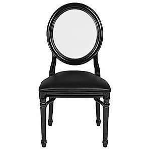 Flash Furniture 2 Pk. HERCULES Series 900 lb. Capacity King Louis Chair with Transparent Back, Black Vinyl Seat and Black Frame