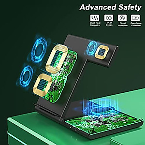 Wireless Charging Station,Foldable 3 in 1 Wireless Charger for Apple Watch 8/Ultra/7/6/SE/5/4/3/2/AirPods Pro/2/3,Compatible with iPhone 14/13/12/SE/11/X/XS/XR/Xs Max/8 Plus/Samsung Galaxy Phone Pink