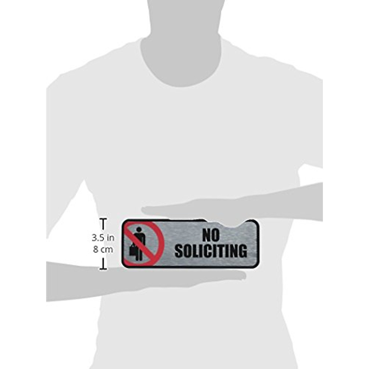 COSCO Business Sign, Brushed Metallic, NO SOLICITING, 9" x 3" (098208)