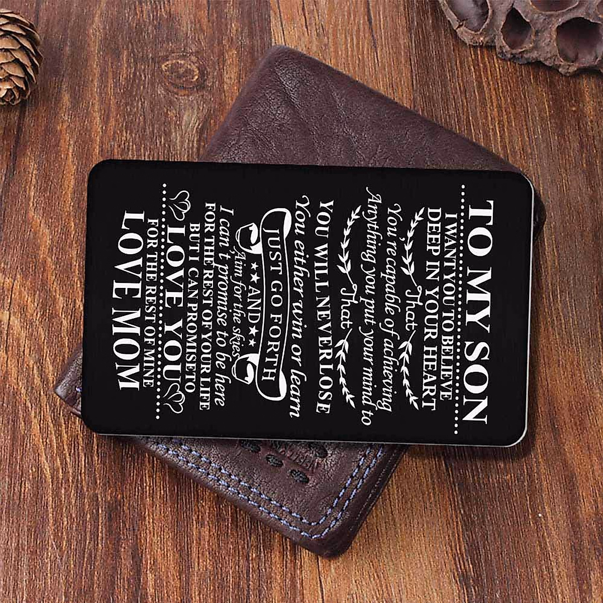 ZKXXJ Personalized to My Son/Daughter Gifts from Dad Mom Customized Stainless Steel Wallet Card Insert,Inspirational Meaningful Present Birthday Love You